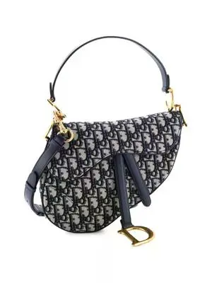 Dior Saddle Oblique Canvas Medium Shoulder Bag - Blue
