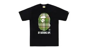 A BATHING APE Check Bathing Ape Tee Shirt - Black/green