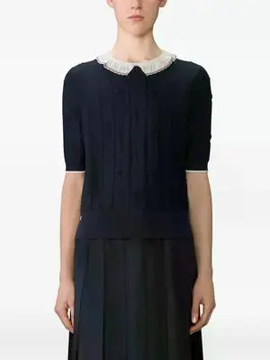 Thom Browne Lace-trimmed T-shirt - Blue