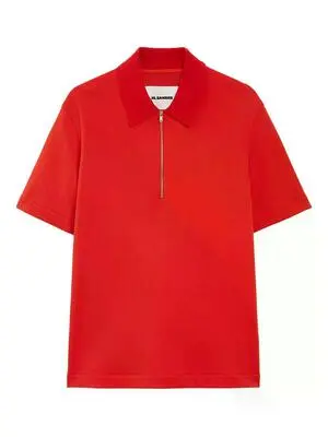 JIL SANDER Knitted Zip-up Polo Shirt - Red