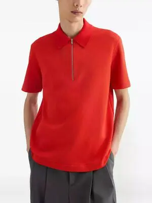 JIL SANDER Knitted Zip-up Polo Shirt - Red