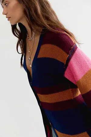 Free People We The Free Color Study Maxi Cardigan - Navy Combo
