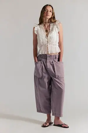 Free People Costa Straight Harem Pants - Purple Dove