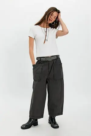 Free People Costa Straight Harem Pants - Washed Black