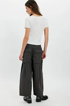Free People Costa Straight Harem Pants - Washed Black