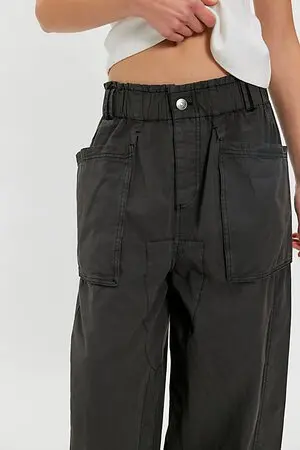 Free People Costa Straight Harem Pants - Washed Black