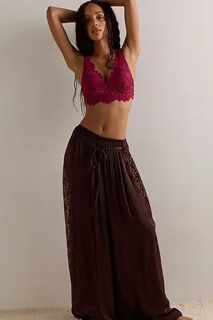 Free People Petal Party Lace Plunge Bralette - Wine