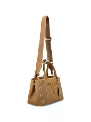 Prada Cotton Jardiniere Tote - Brown