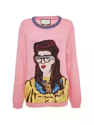 Gucci Crystal-embellished Portrait Sweater