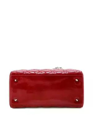 Dior Lady Nm Medium Satchel Cannage Quilt Patent - Red
