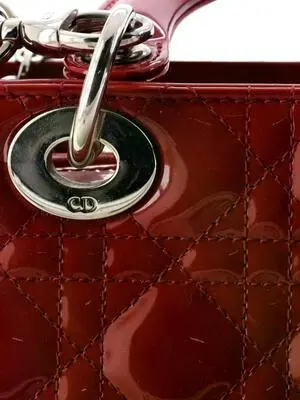 Dior Lady Nm Medium Satchel Cannage Quilt Patent - Red