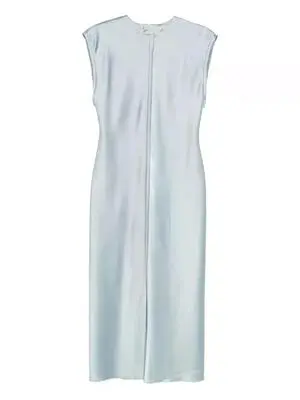 AMI Paris Frayed Midi Dress - Blue