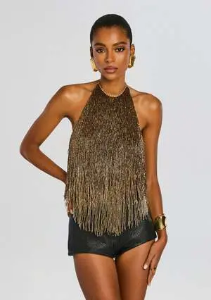 Retrofete Sable Fringe Top - Bronze/gold