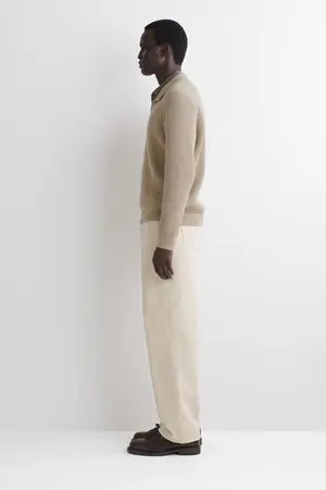 Cos Cotton Polo Sweater With Ribbed Collar And Cuffs