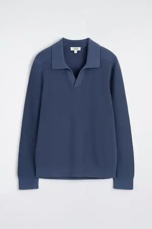 Cos Cotton Polo Sweater - Navy