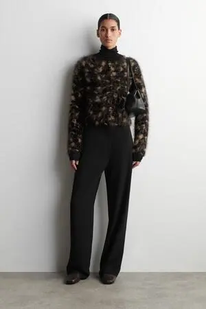 Cos Animal-jacquard Merino Wool Cardigan
