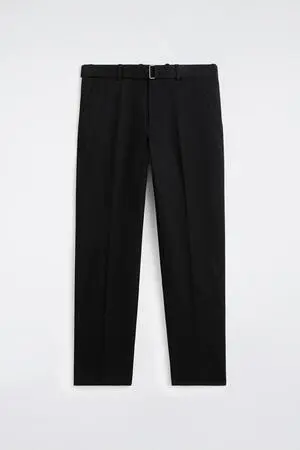 Cos Belted Cotton Twill Straight-leg Pants - Black