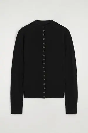 Cos Merino Wool Mock-Neck Cardigan Black