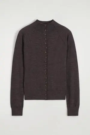 Cos Merino Wool Mock-neck Cardigan - Brown
