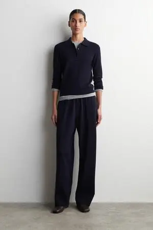 Cos Cropped-sleeve Merino Wool Polo Shirt
