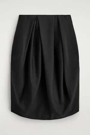 Cos Pleated Wool Midi Tulip Skirt - Black