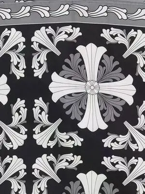 Chrome Hearts Floral Cross Silk Scarf - Black