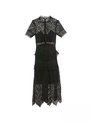 SELF-PORTRAIT Tiered Lace Midi Dress