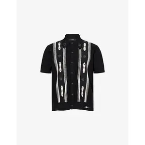 Amiri Stud Stripe Short-sleeves Wool-blend Shirt