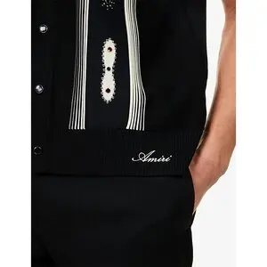 Amiri Stud Stripe Short-sleeves Wool-blend Shirt