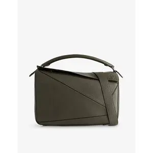 Loewe Puzzle Large Leather Top Handle Bag - Dark Khaki
