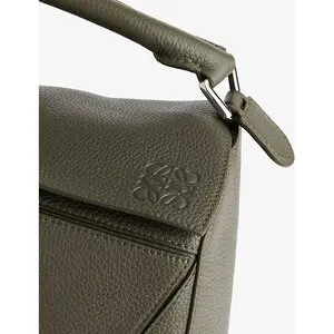 Loewe Puzzle Large Leather Top Handle Bag - Dark Khaki