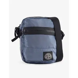 Stone Island Brand-patch Woven Cross Body Bag - Dark Blue