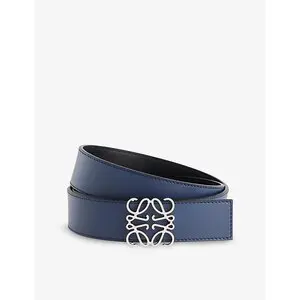 Loewe Anagram Reversible Leather Belt - Ocean/black/palladium