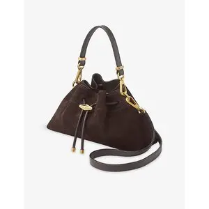 JIMMY CHOO Small Suede Bucket Bag - Coffee/gold