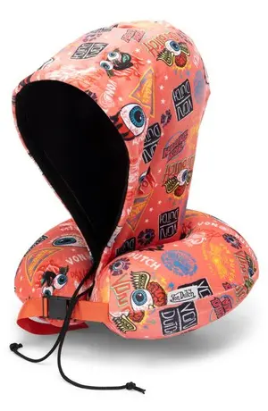 VON DUTCH Jax Hooded Travel Neck Pillow - Pink