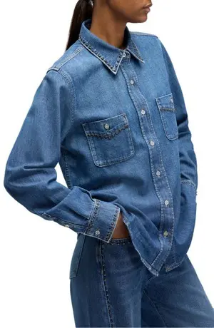 SEVEN Name' Denim Western Studded Shirt