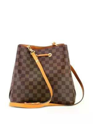 LOUIS VUITTON Néonoé Mm Bucket Bag Damier With Leather - Brown