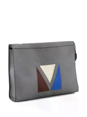 LOUIS VUITTON Pochette Voyage Panelled Taiga Leather Mm - Grey