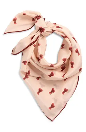 LOST PATTERN Twin Hearts Silk Bandana - Blush