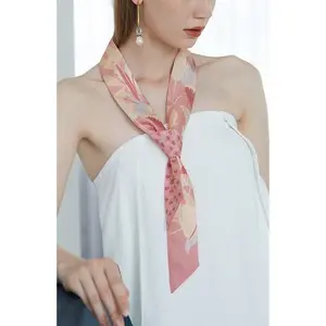 LOST PATTERN El Amor Skinny Silk Scarf - Beige Pink