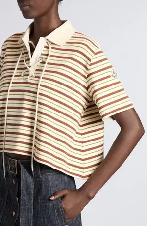 Moncler Stripe Cotton Polo - Neutral