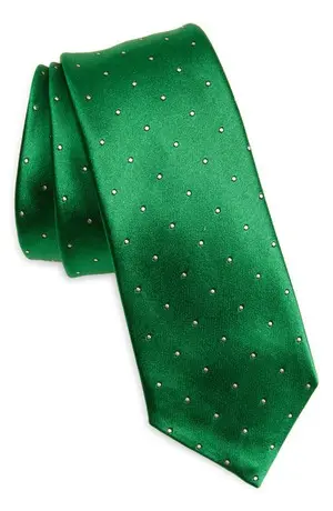 TOM FORD Polka Dot Mulberry Silk Satin Neck Tie - Bright Green