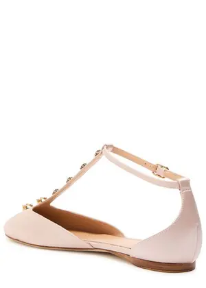 Chloé Celeste Embellished Satin Ballet Flats