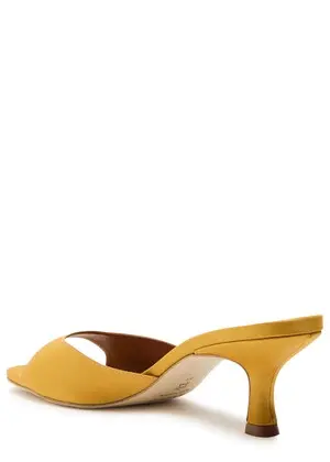 Staud Brigette Satin Mules - Gold