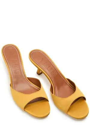 Staud Brigette Satin Mules - Gold