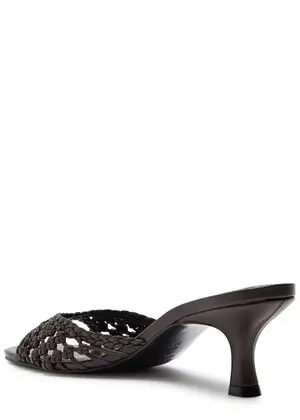 Staud Brigitte Hand-knotted Leather Mules - Brown
