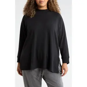 Eileen Fisher Mock Neck Terry Tunic Top