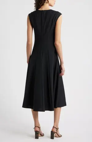 Nordstrom Seamed Wool Blend Midi Dress - Black