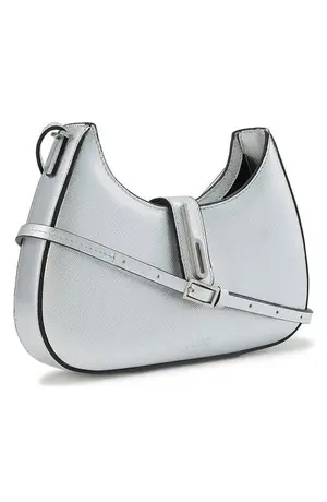 BEHNO Mini Leena Metallic Leather Crossbody Bag - Silver