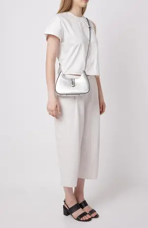 BEHNO Mini Leena Metallic Leather Crossbody Bag - Silver